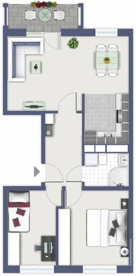 3-Raumwohnung mit Dusche, Balkon und Aufzug